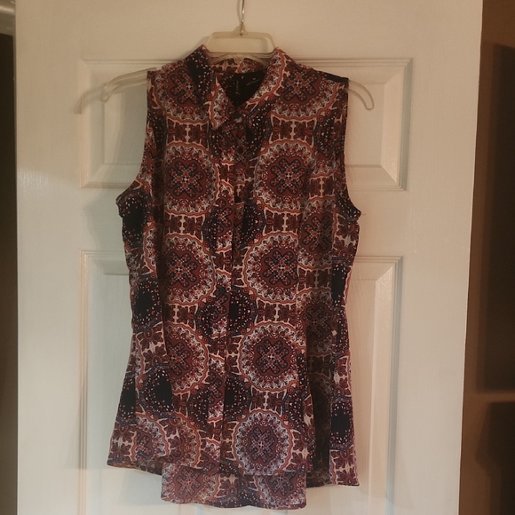 new directions | Tops | New Directions Blue And Red Blouse With ...